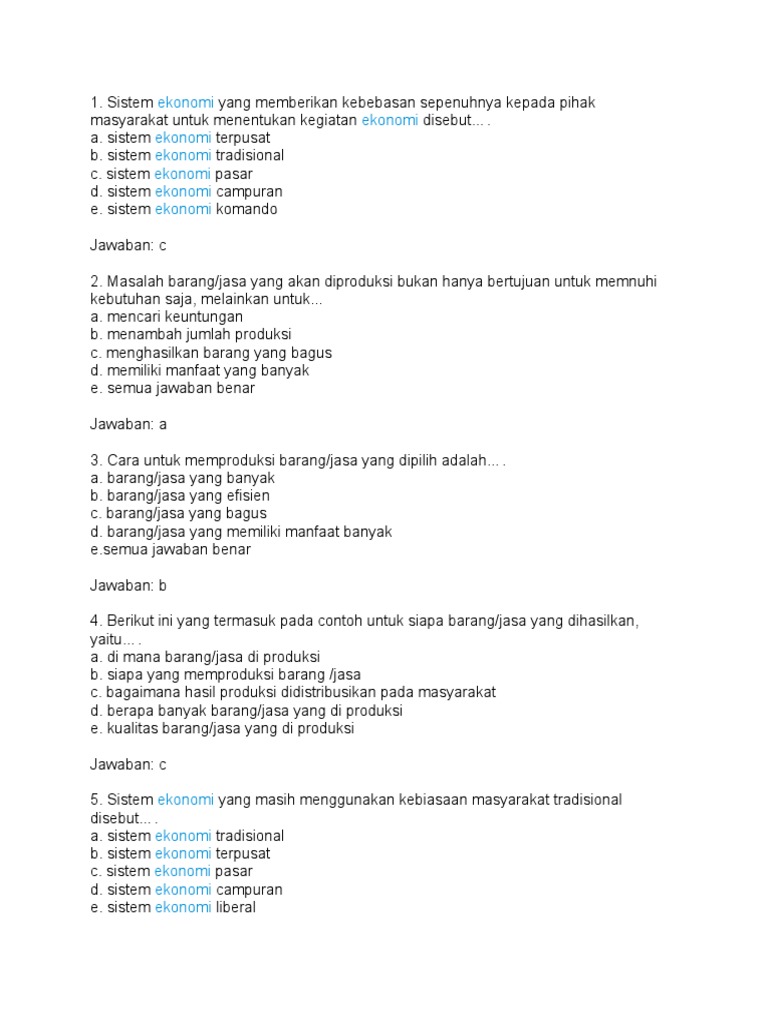 Soal Pas Alif Ekonomi 1 | PDF | Politik | Ilmu Sosial