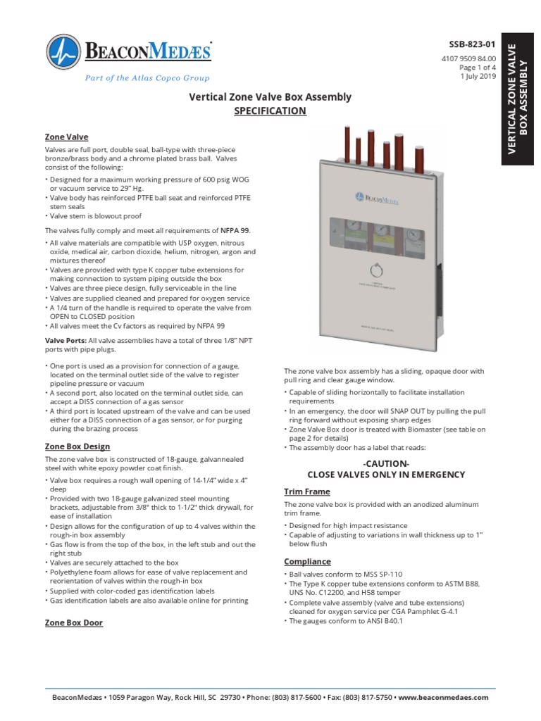 Vertical Zone Valve Box Specification Sheet SSB-823-01 4107, 60% OFF