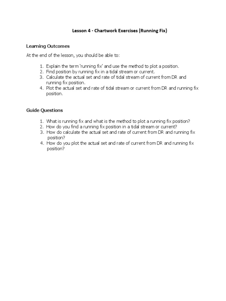 Running Fix Method in Navigation | PDF | Speed | Latitude