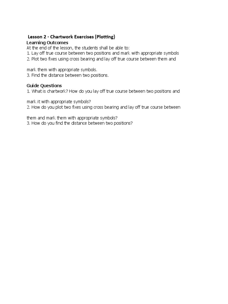 Lesson 2 - Chartwork Exercises (Plotting) : Learning Outcomes | PDF ...
