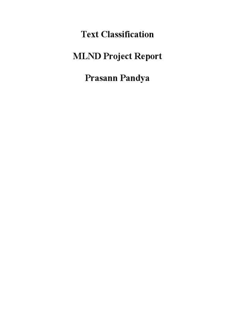 Text Classification MLND Project Report Prasann Pandya | PDF ...