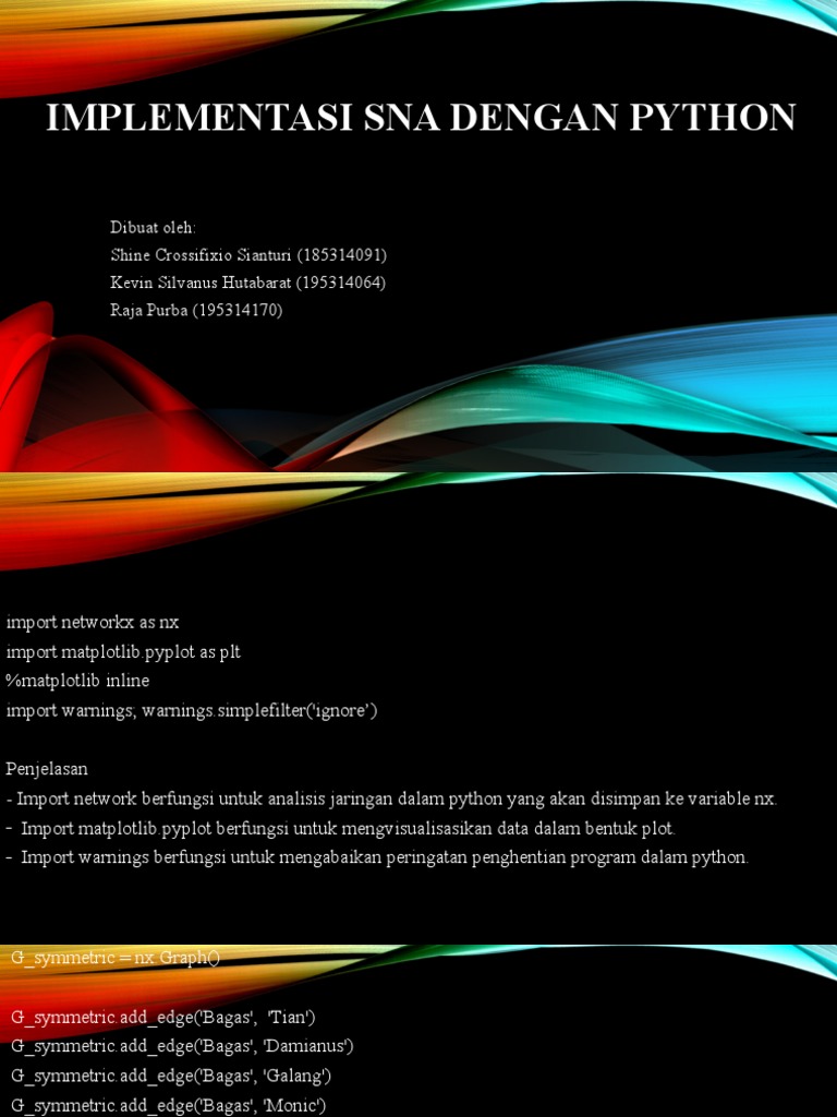 Implementasi Sna Dengan Python | PDF | Vertex (Graph Theory) | Networks