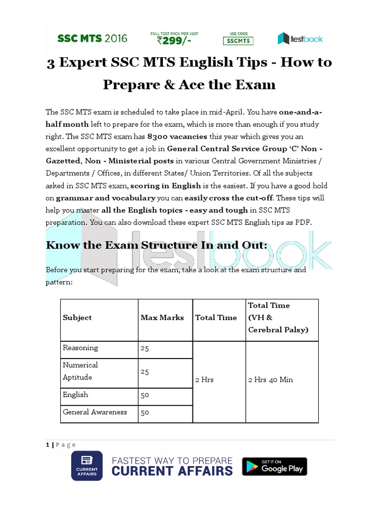 SSC MTS English Preparation Tips 2025 | PDF | Phrase | Reading ...