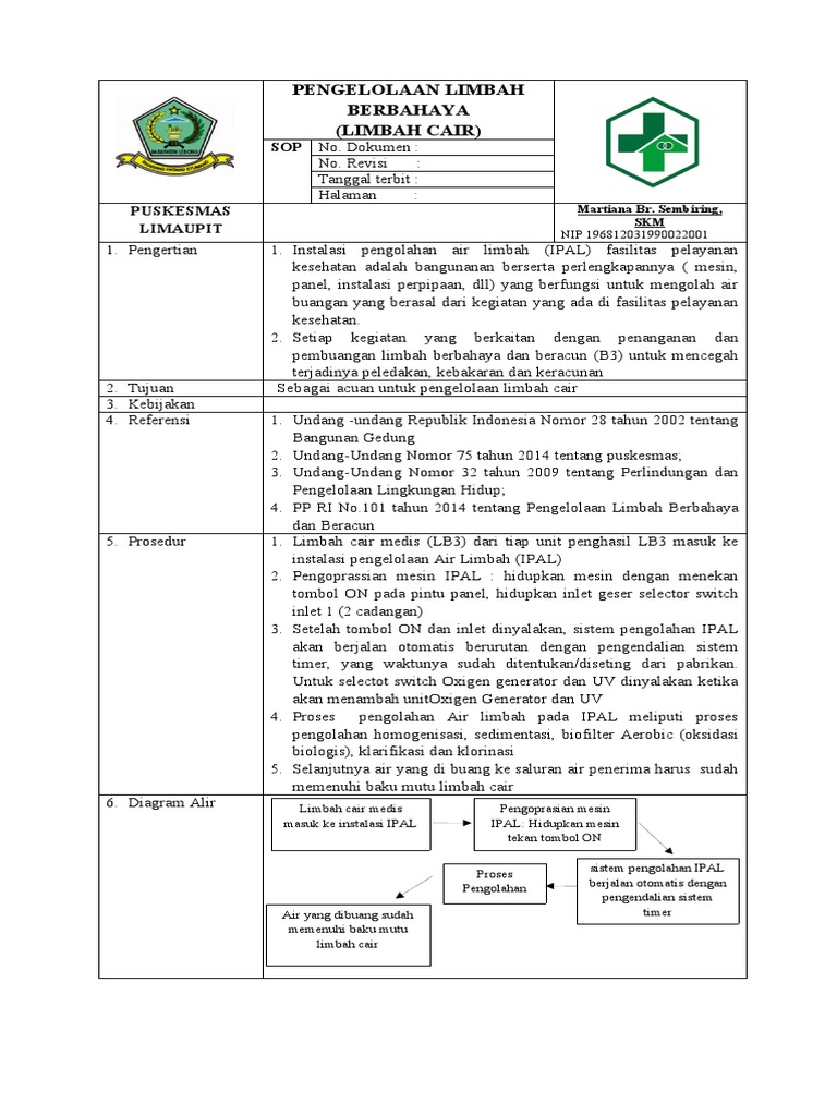 Sop Pengelolaan Limbah Cair (Ipal) | PDF | Sains & Matematika | Teknologi & Rekayasa