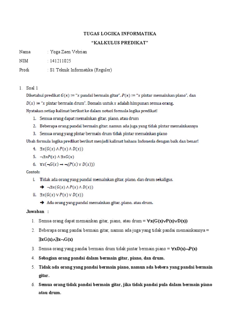 Tugas Kalkulus Predikat | PDF