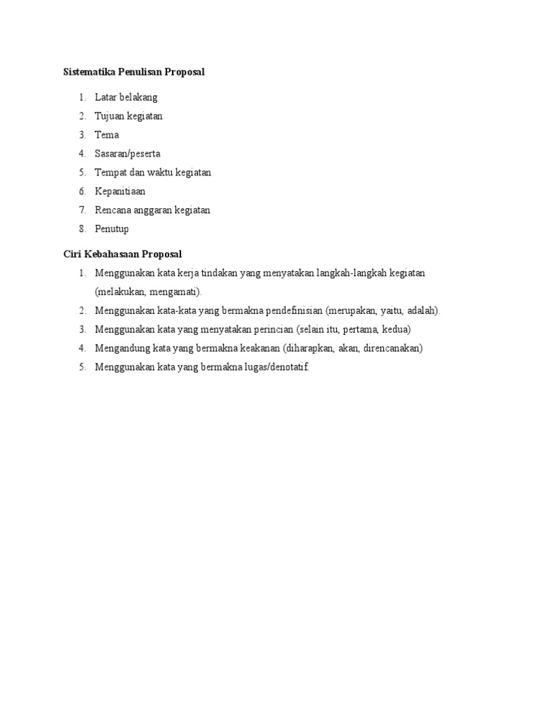 Sistematika Penulisan Proposal | PDF