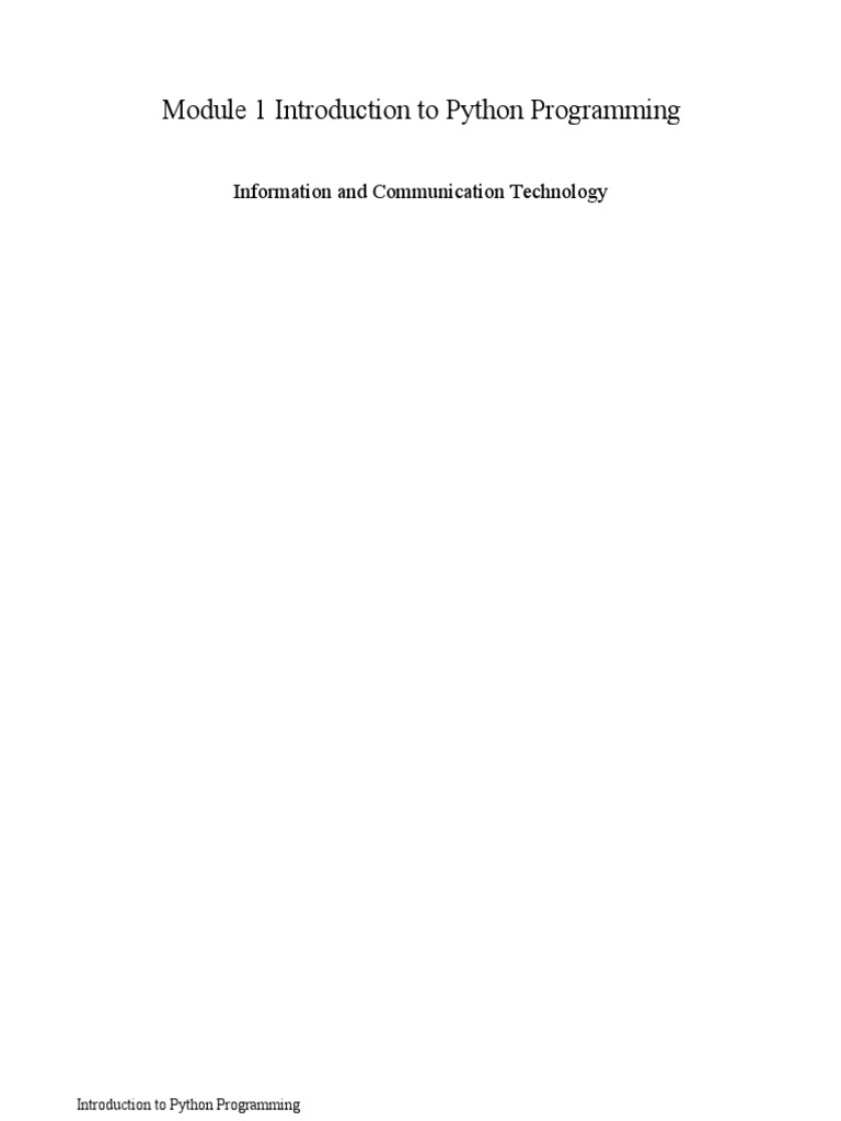 Module 1 Introduction To Python Programming: Information and ...