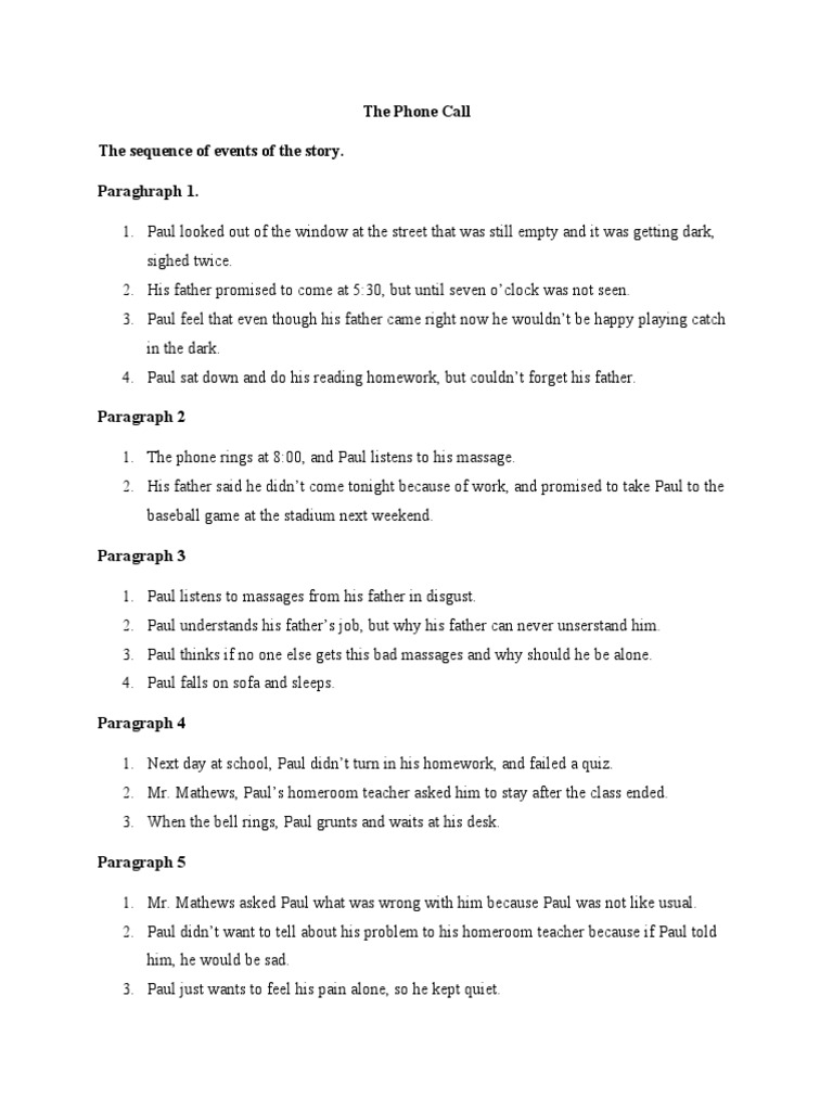 Paul's Emotional Phone Call | PDF | Language Arts & Discipline | Self ...
