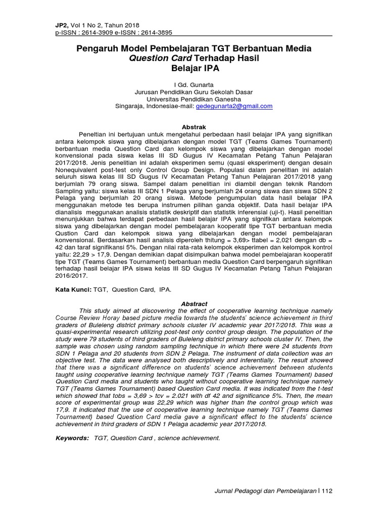 Model Pembelajaran TGT | PDF