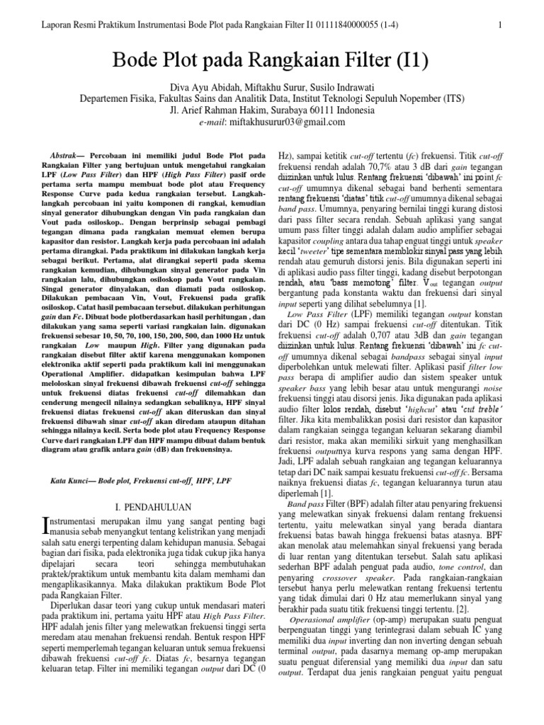 Bode Plot pada Filter LPF dan HPF | PDF | Sains & Matematika ...