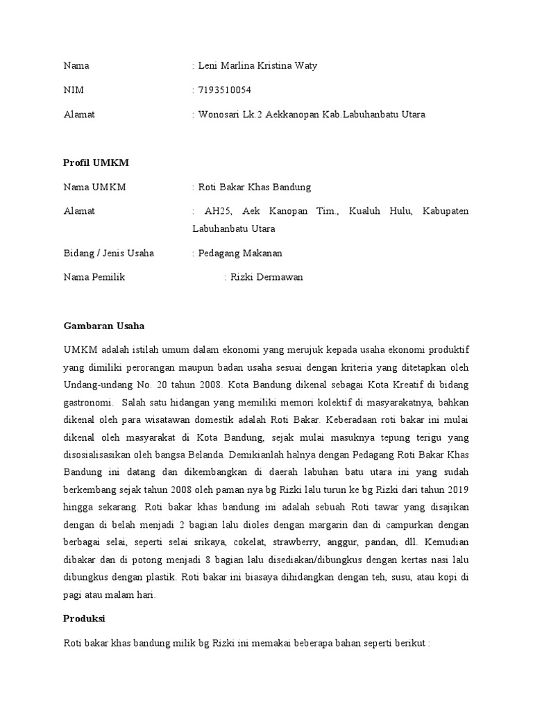 Mini Riset Kewirausahaan Leni | PDF