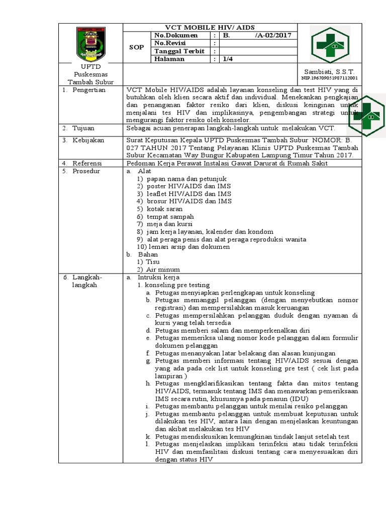 SOP VCT Mobile HIV/AIDS | PDF