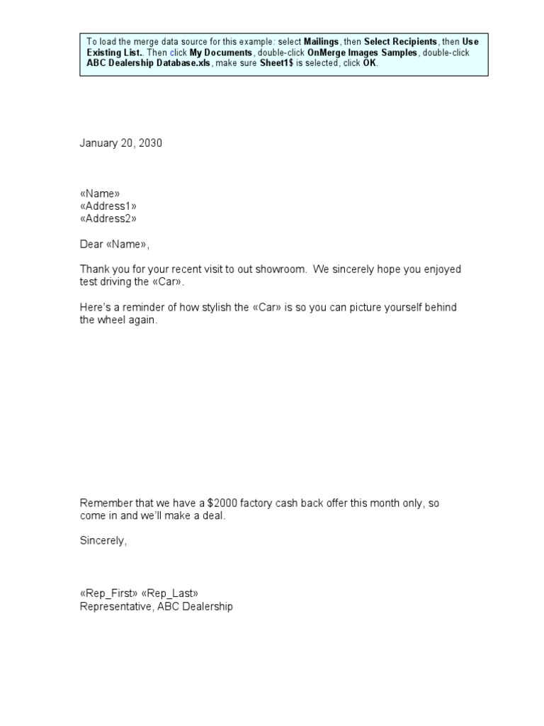 ABC Dealership Sales Letter Sample | PDF