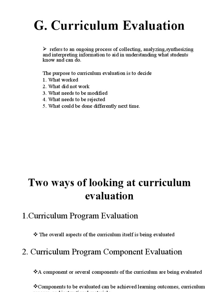 Curriculum Evaluation PDF