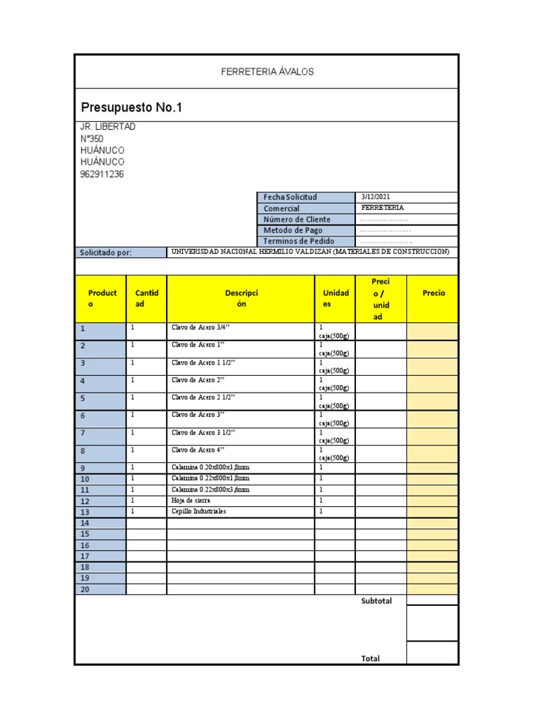 Formato Cotización Word | PDF