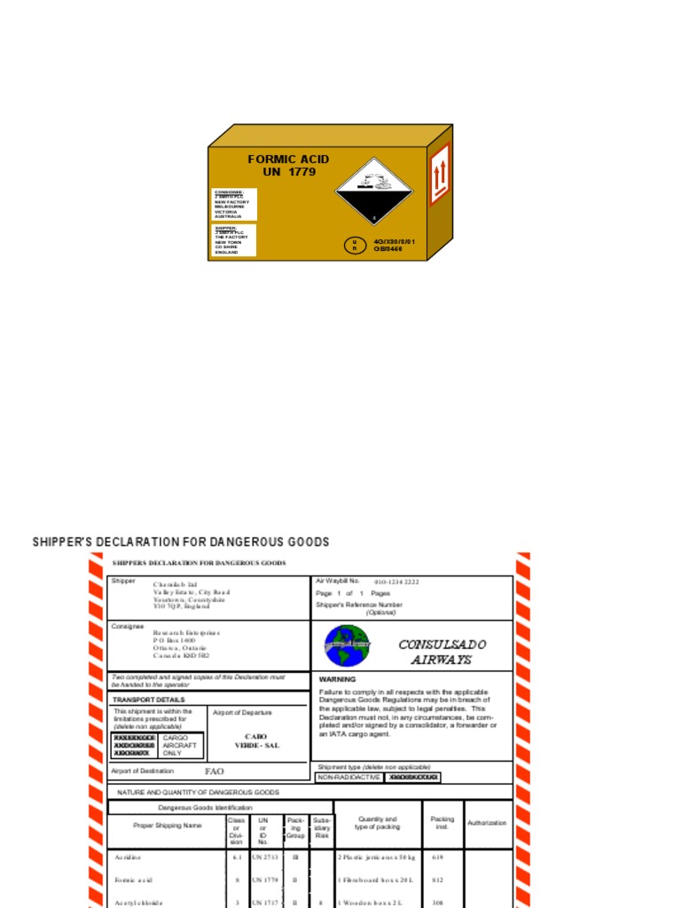 Formic Acid UN 1779: 4G/X30/S/01 GB/3456 U N | PDF | Dangerous Goods ...
