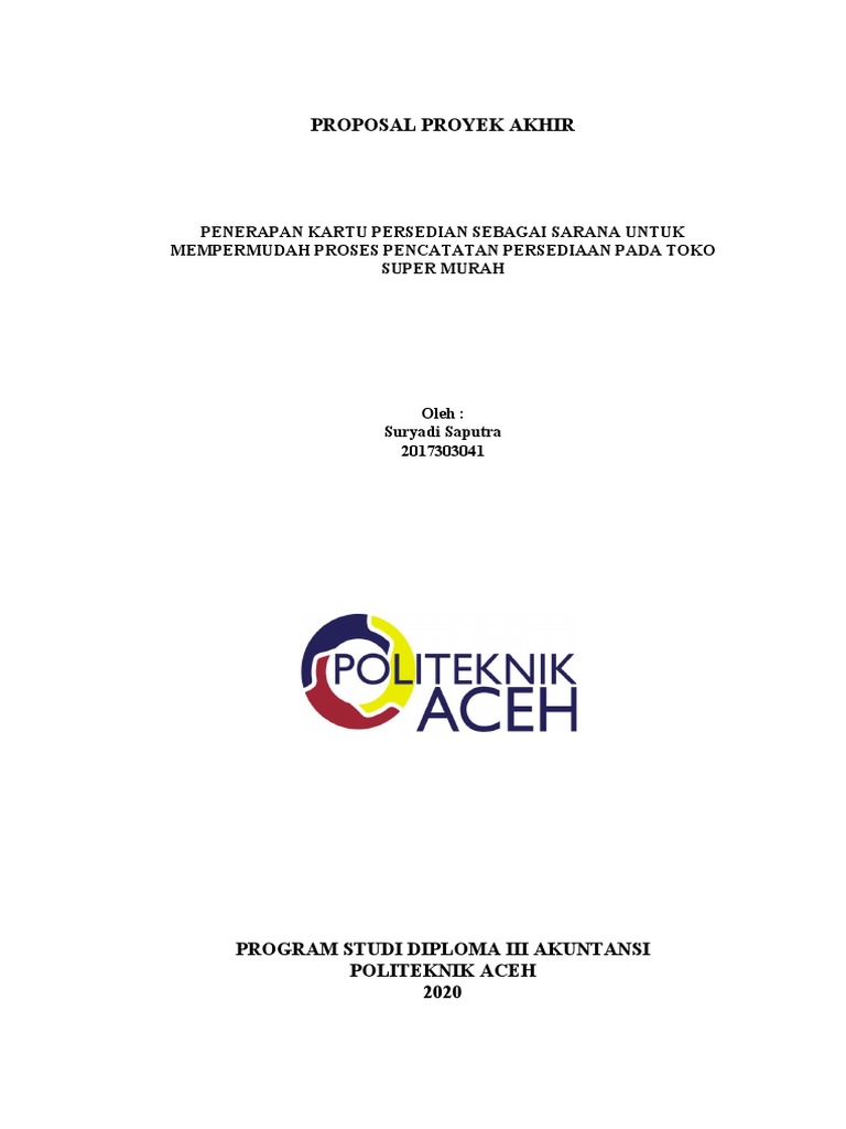 Proposal Proyek Akhir - Suryadi Saputra | PDF