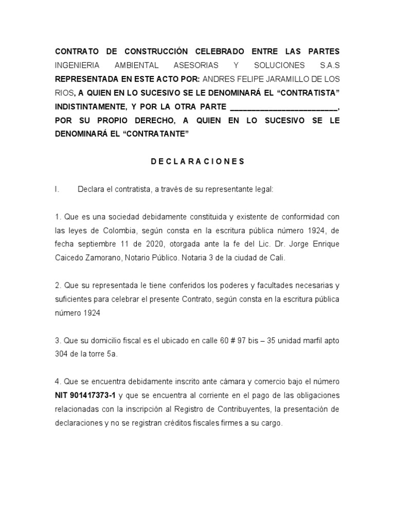 Machote de Contrato de Construccion | PDF | Bancos | Derecho laboral