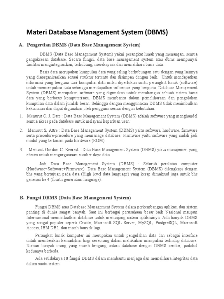 Manfaat dan Contoh DBMS Populer | PDF