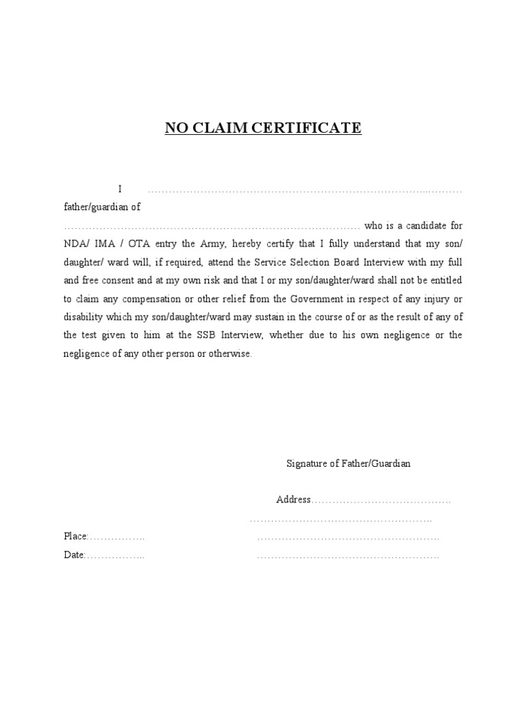 No Claim Certificate | PDF