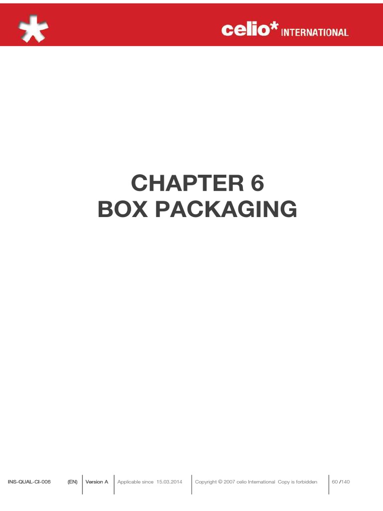 CELIO - INS-QUAL-CI-006-Version A-Chap.6-EN-BOX PACKAGING | PDF | Barcode