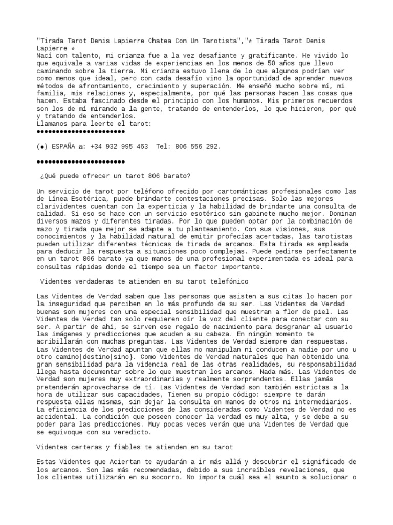 Tirada Tarot Denis Lapierre Chatea Con Un Tarotista | PDF | Clarividencia
