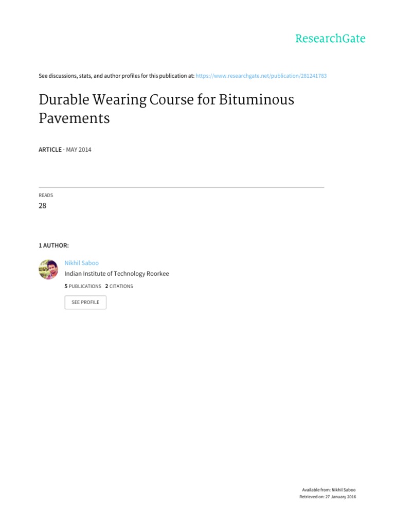 Research Gate - Durable - Wearing - Course - For - Bituminous - Pa ...