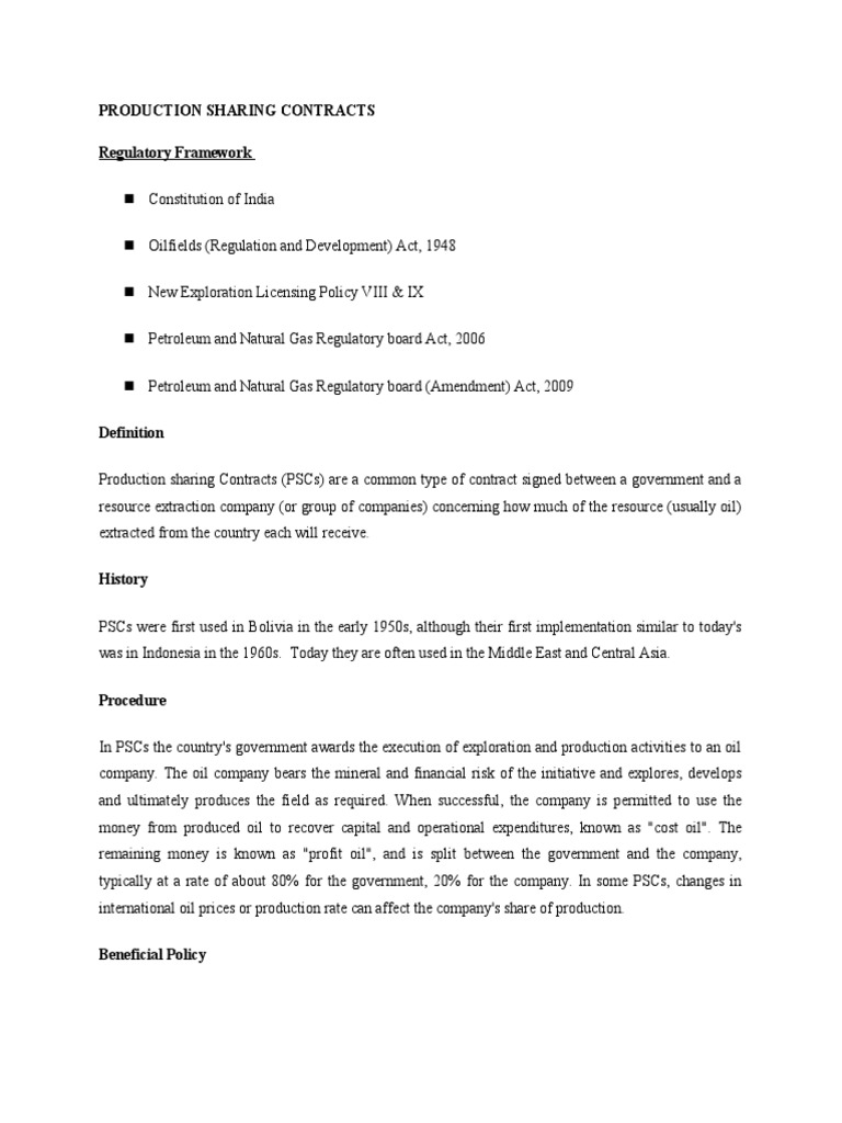 Production Sharing Contracts Explained | PDF | Economies