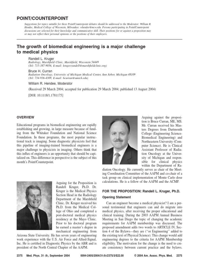 Point Counterpoint: Randell L. Kruger | PDF | Medical Physics ...