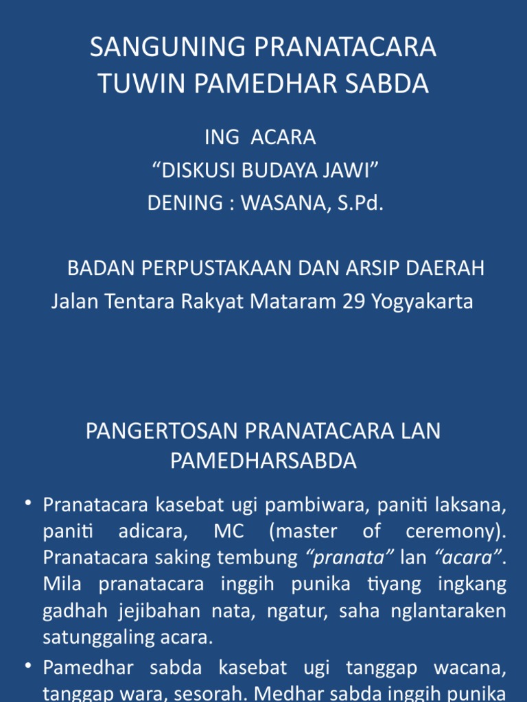 Pranatacara Lan Pamedharsabda Revisi | PDF