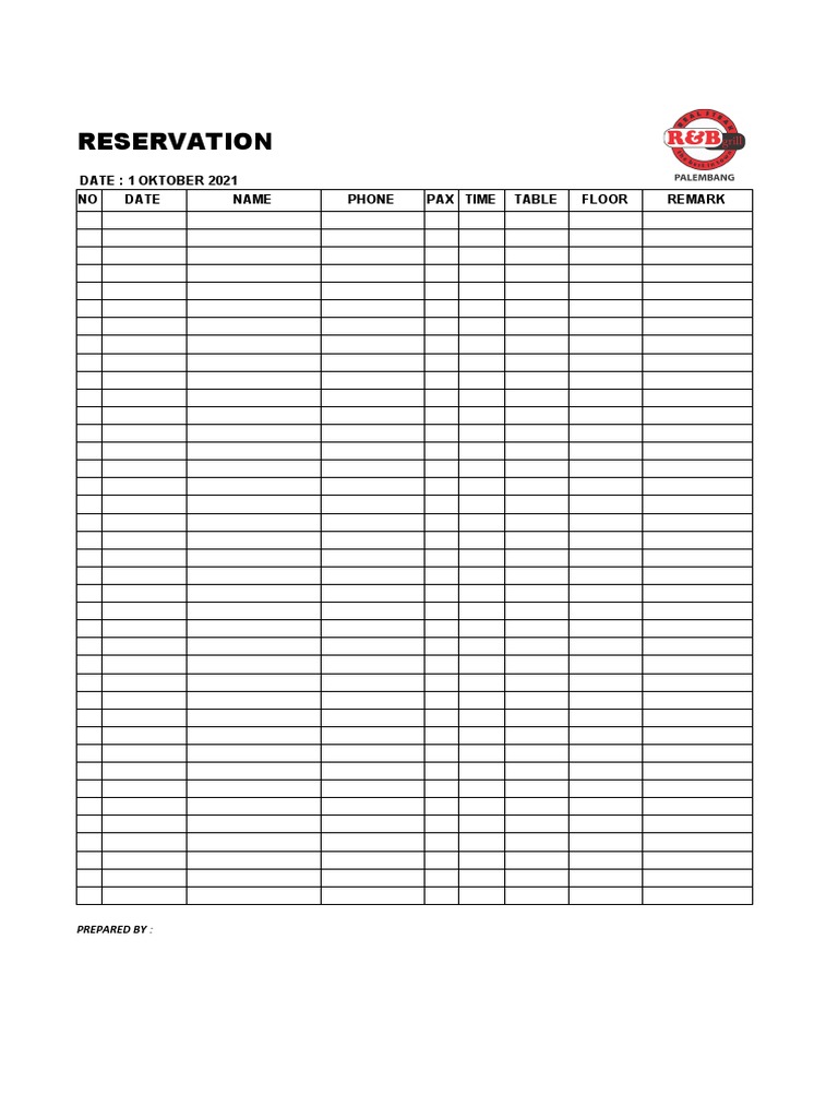 Form Reservasi (Oktober 2021) | PDF