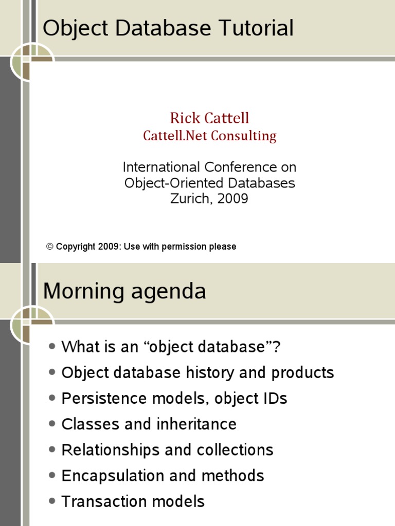 Object Database Tutorial Rick Cattell Pdf Relational Database Databases
