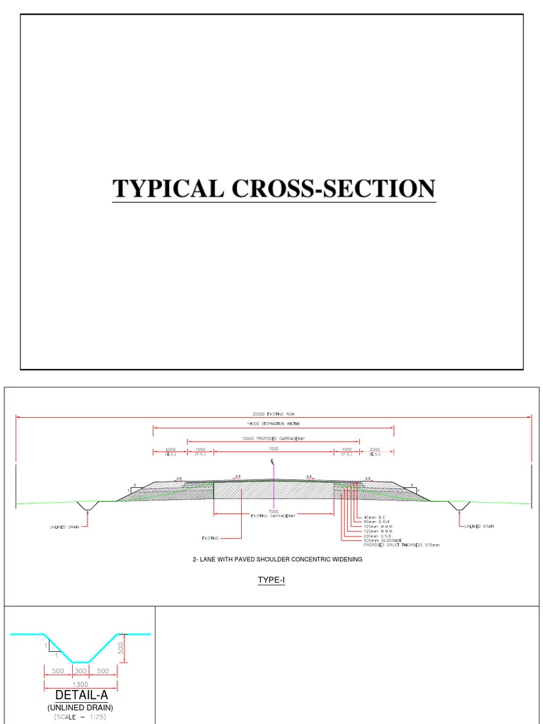 Typical Road Cross Section | PDF | Transportation Engineering | Civil Engineering