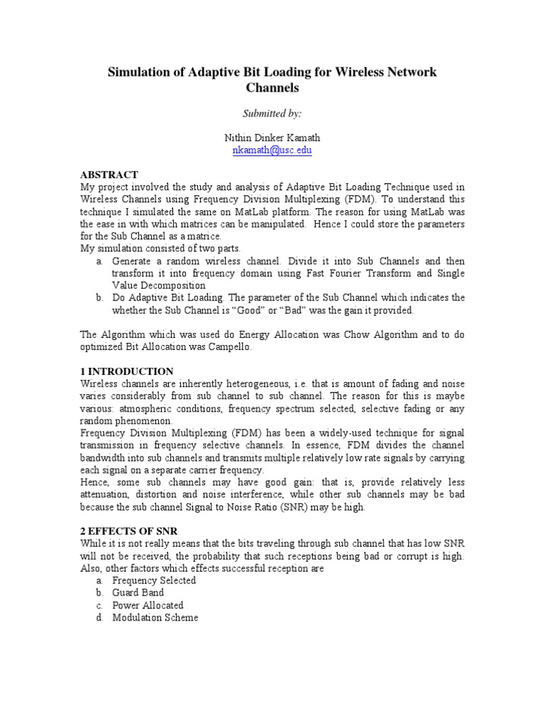 Adaptive Bit Loading Pdf Orthogonal Frequency Division Multiplexing Computer Network