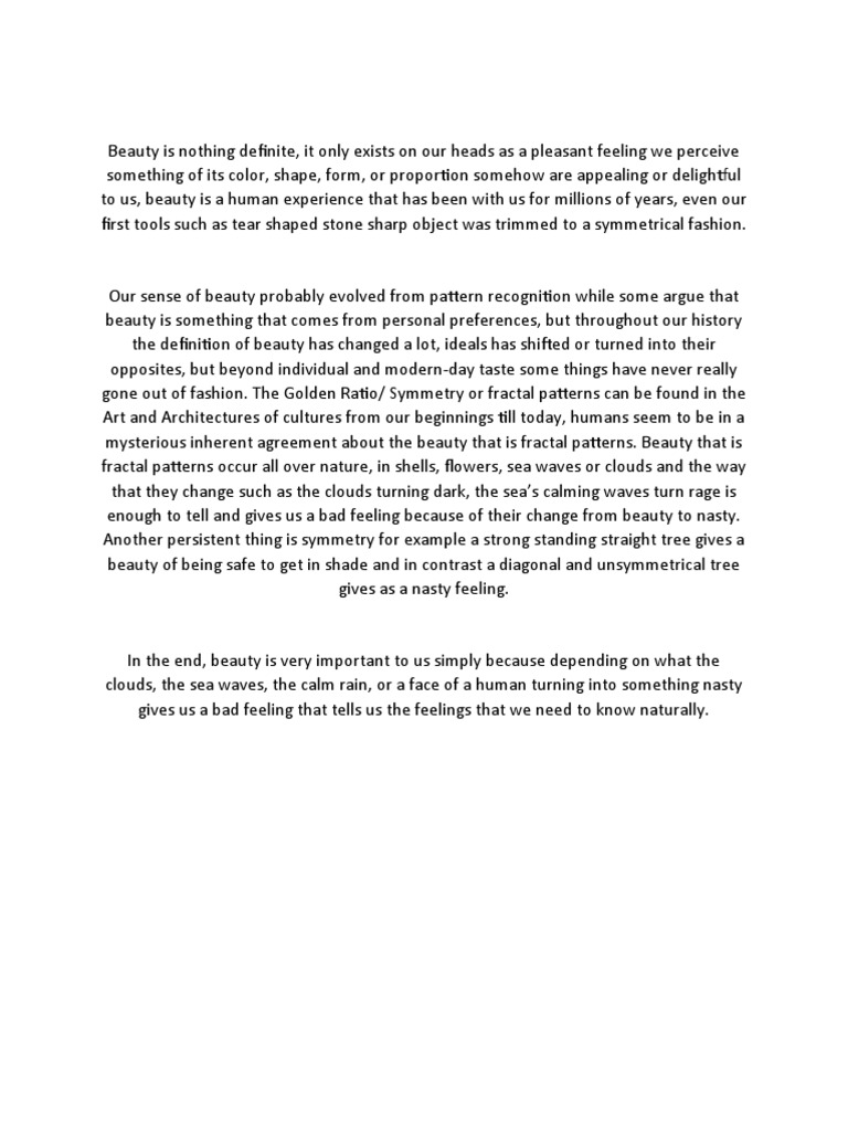 Beauty Essay | PDF | Art | Lifestyle
