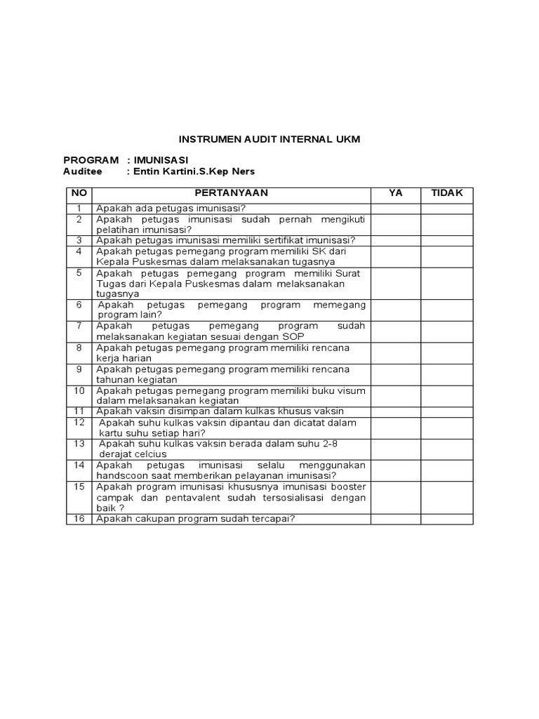 Instrumen Audit Internaldocx | PDF