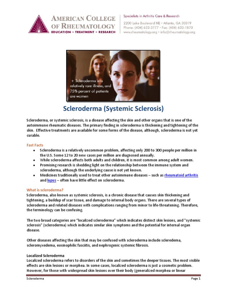 Scleroderma (Systemic Sclerosis) : Fast Facts | PDF | Diseases And ...