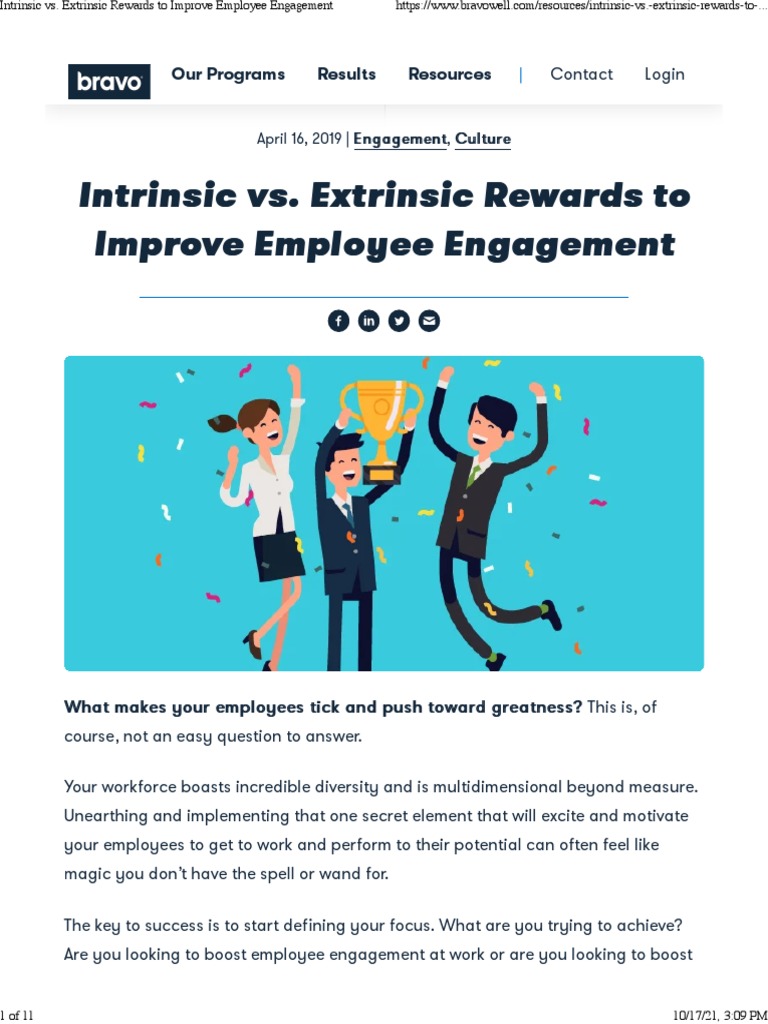 Intrinsic vs. Extrinsic Rewards To Improve Employee Engagement | PDF ...