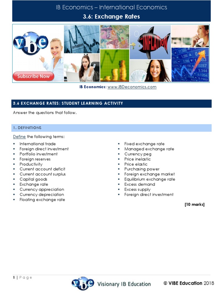 Exchange Rates: Student Learning Activity | PDF | Exchange Rate ...