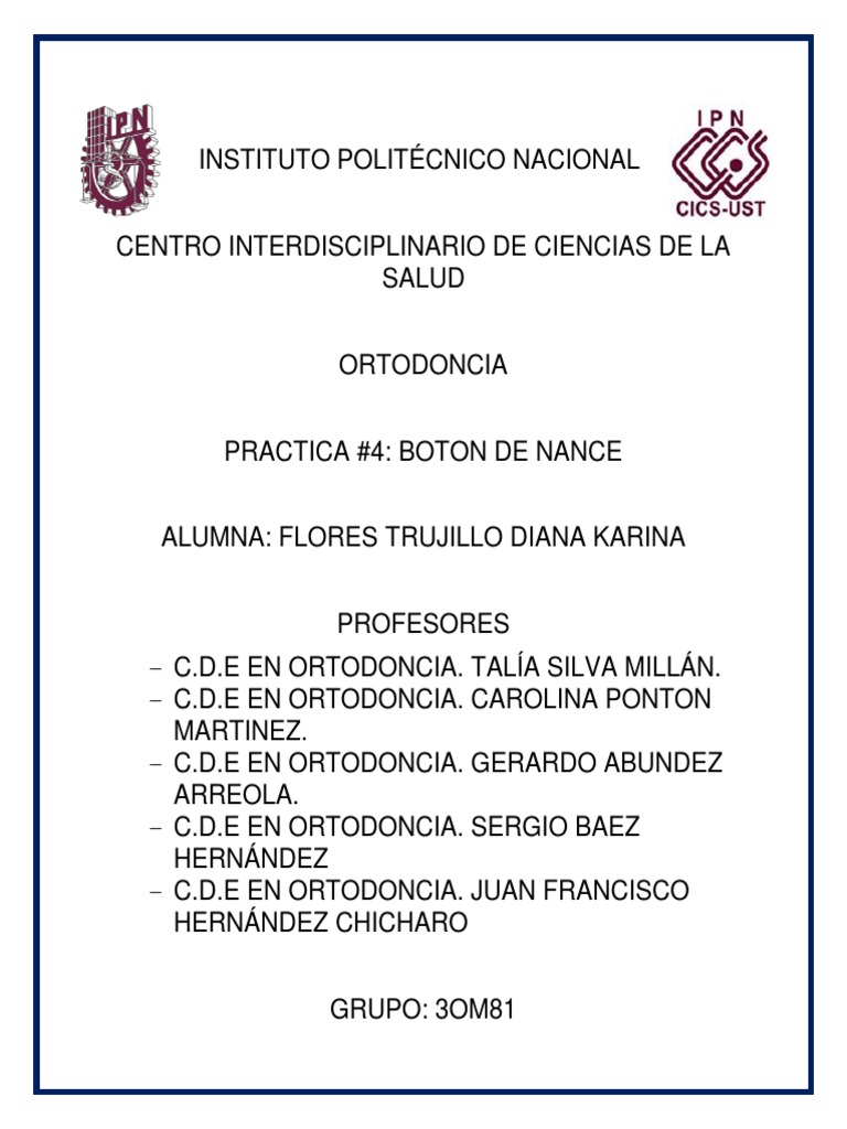 Boton de Nance | PDF | Ortodoncia | Ramas de Odontología