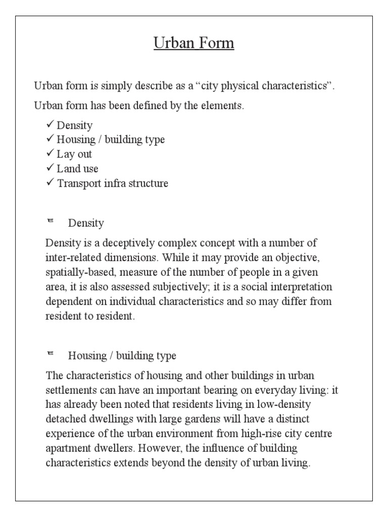 Urban Form | PDF