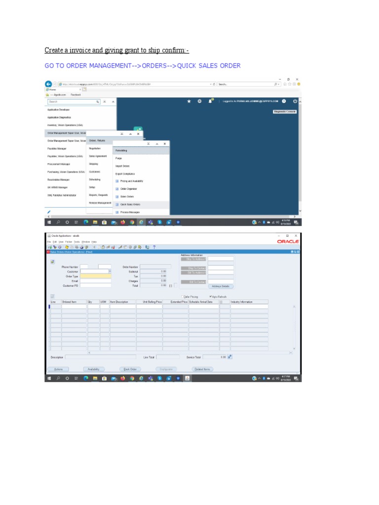 Create A Invoice and Giving Grant To Ship Confirm | PDF | Computers