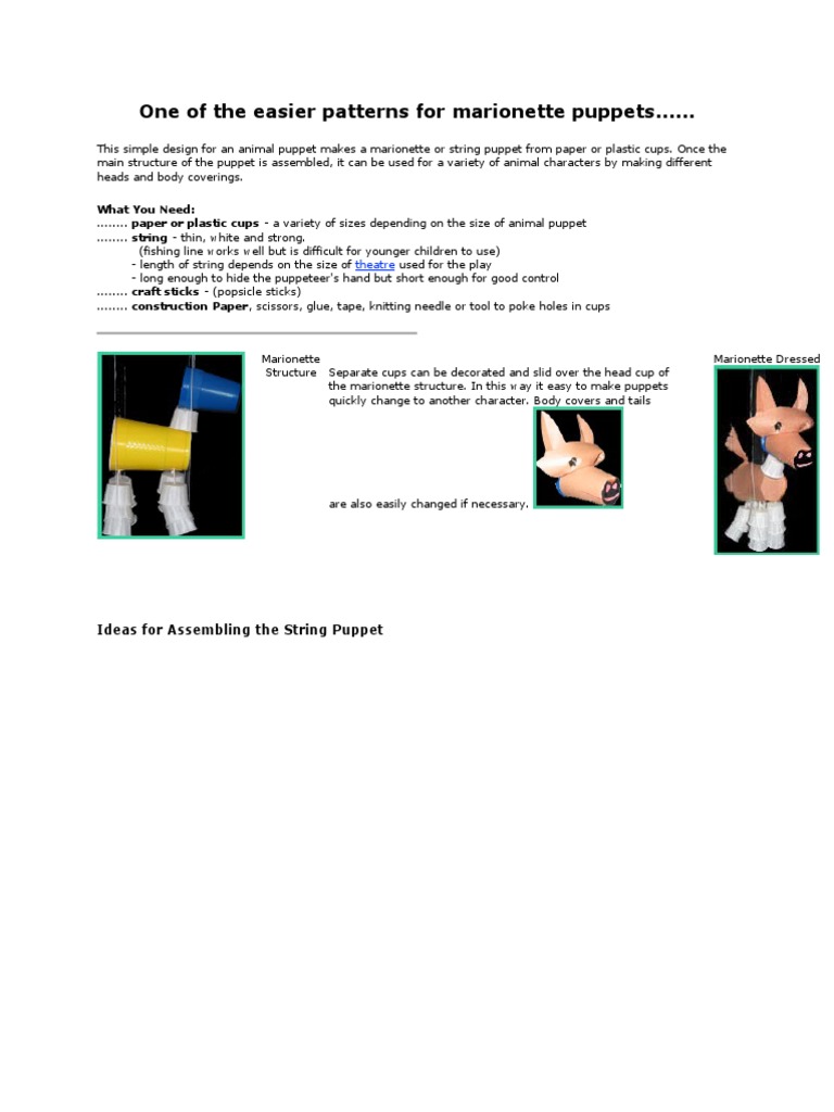 One of The Easier Patterns For Marionette Puppets | PDF | Puppets ...