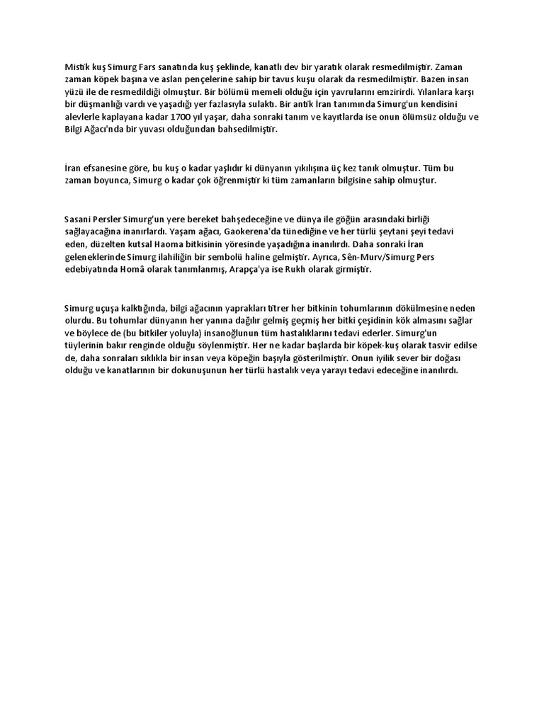 Simurg Ve Efsanesi | PDF