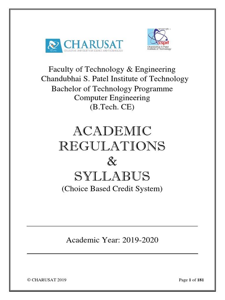 CSPIT-BTech - CE - Booklet - Full1 - 2019-20 - CBCS (SY To Final Year ...