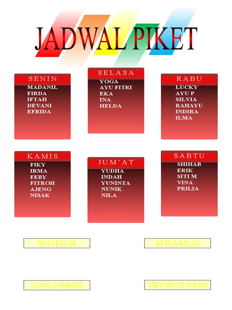 Membuat Jadwal Piket Dan Susunan Pengurus Kelas Word Pdf
