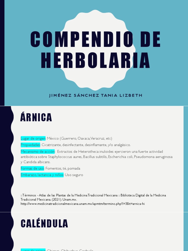 Compendio de Herbolaria | PDF | Antiinflamatorio | Antimicrobiano