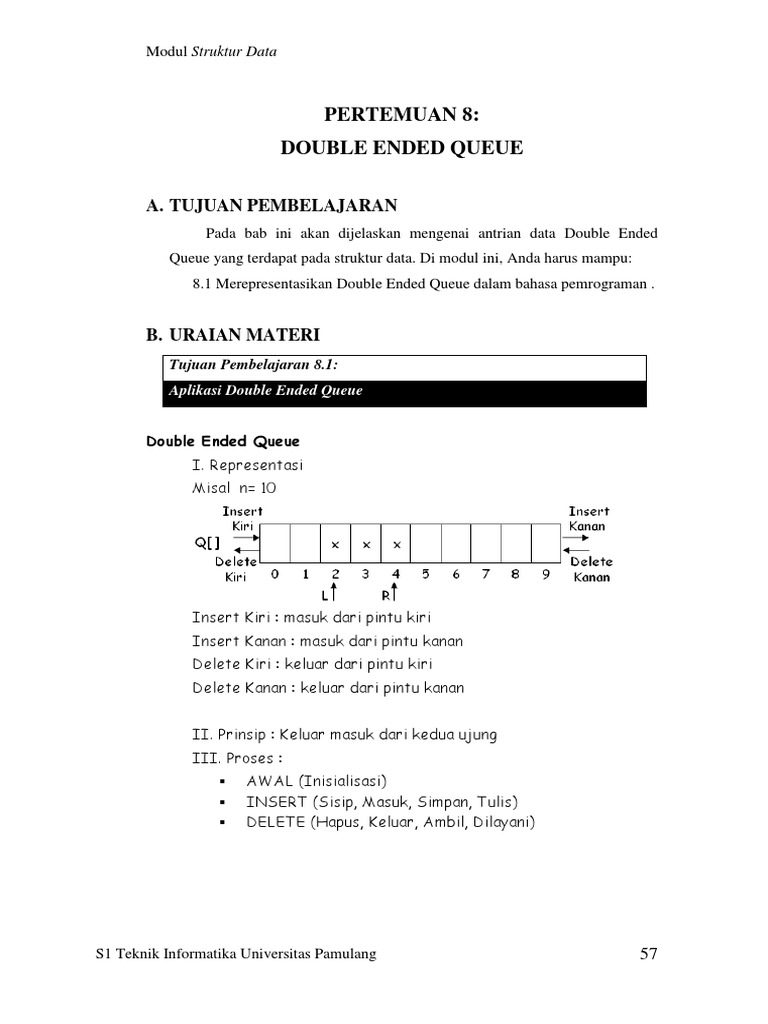 Pertemuan 8 Double Ended Queue | PDF
