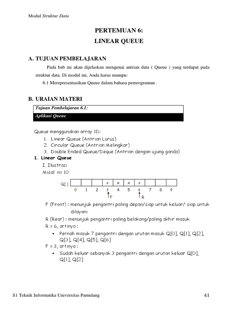 Pertemuan 6 Linear Queue | PDF