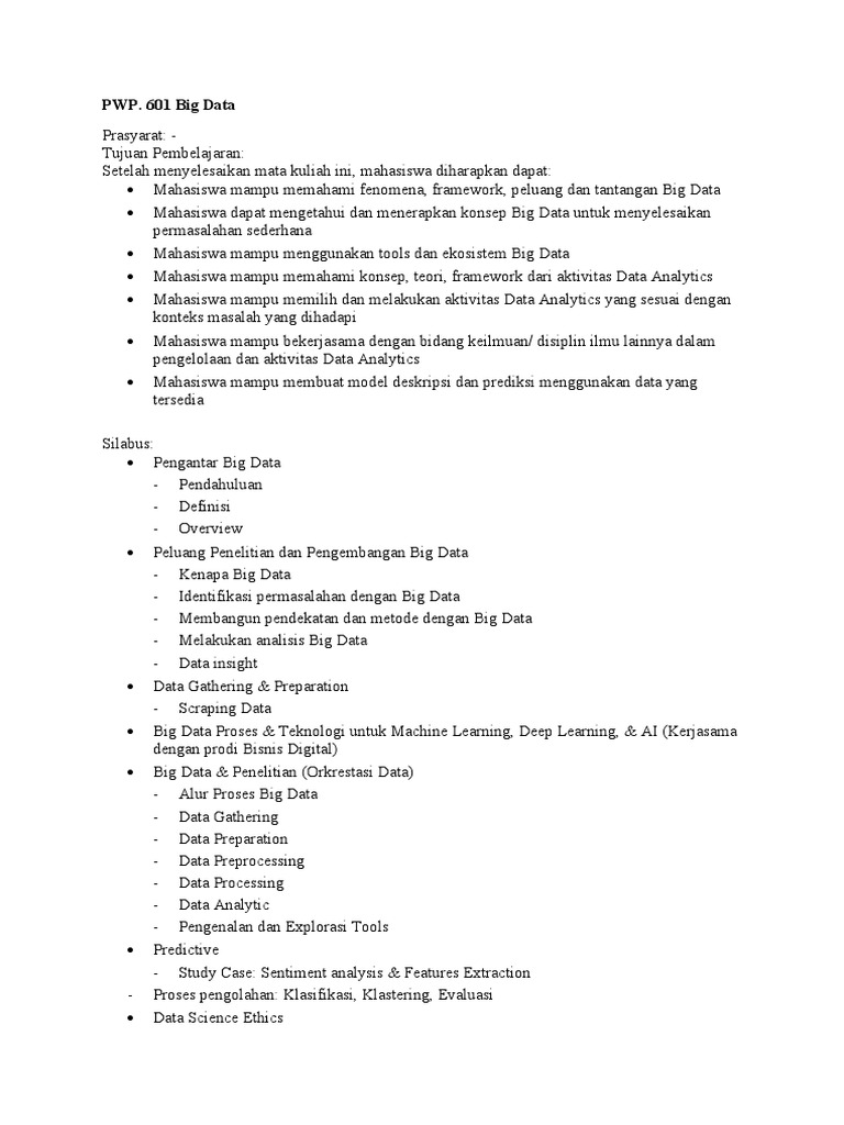 Silabus Big Data | PDF